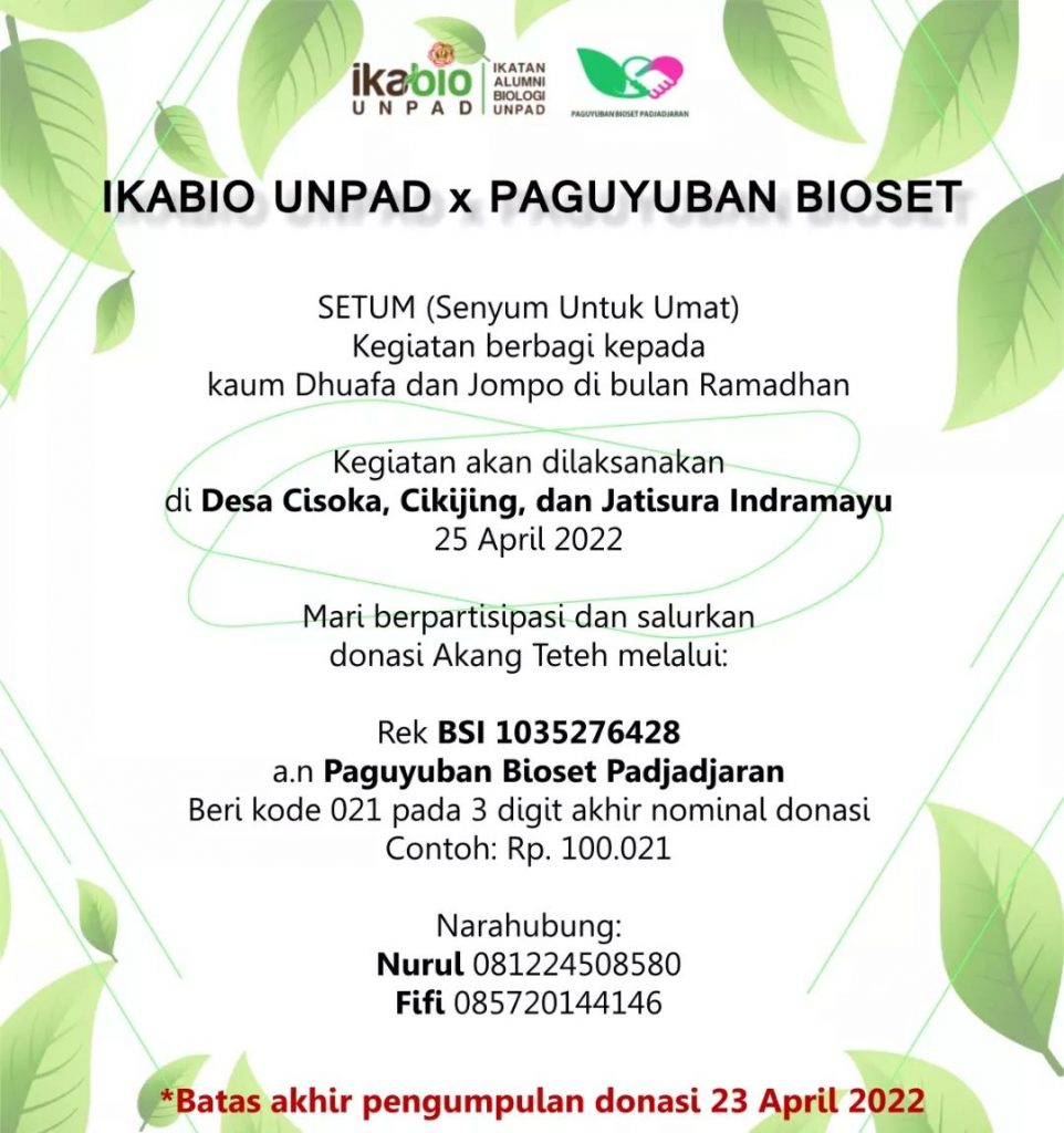 Ikabio Unpad x Paguyuban Bioset Padjadjaran: SETUM 2022 – Departemen ...