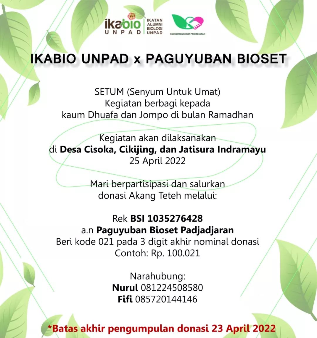 Ikabio Unpad x Paguyuban Bioset Padjadjaran: SETUM 2022 – Departemen ...